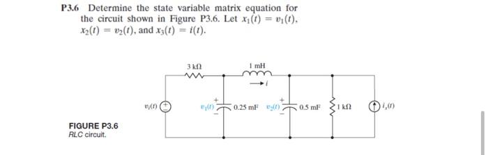 Solved P3.6 Determine the state variable matrix equation for | Chegg.com