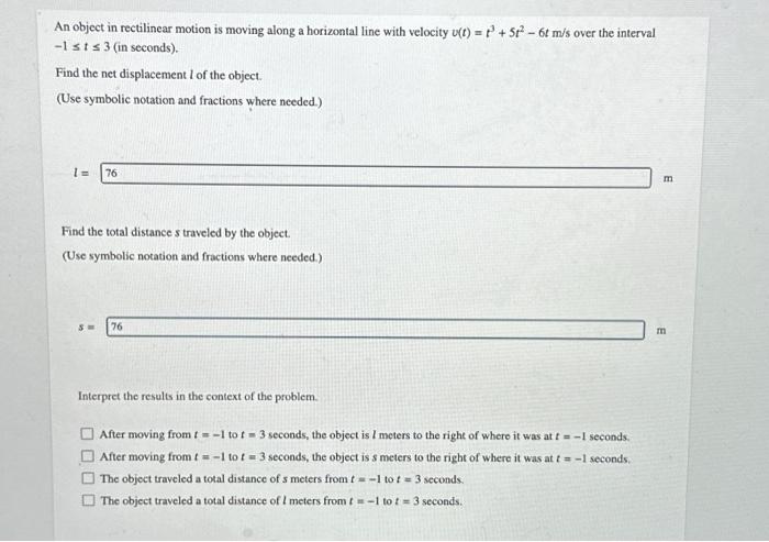 Solved An Object In Rectilinear Motion Is Moving Along A