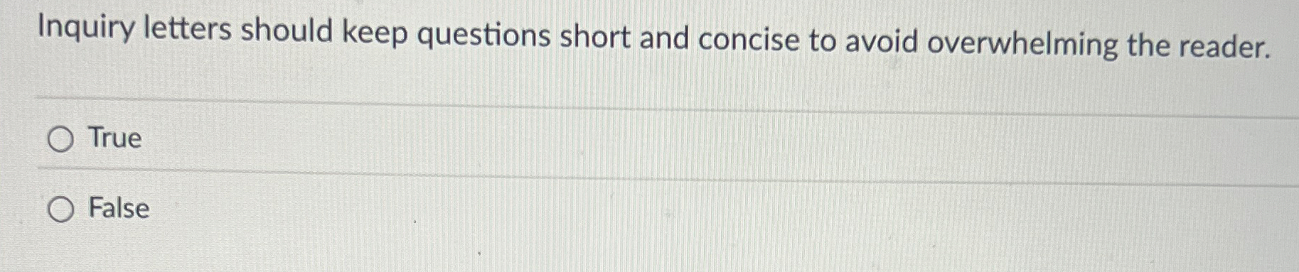 Solved Inquiry letters should keep questions short and | Chegg.com