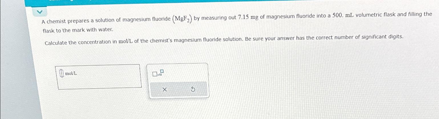 Solved A chemist prepares a solution of magnesium fluoride | Chegg.com