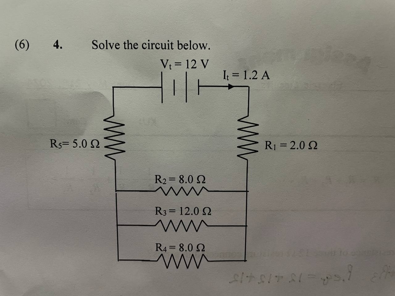 Solved (6) 4. ﻿Solve the circuit below. (6)4. ﻿Solve the | Chegg.com