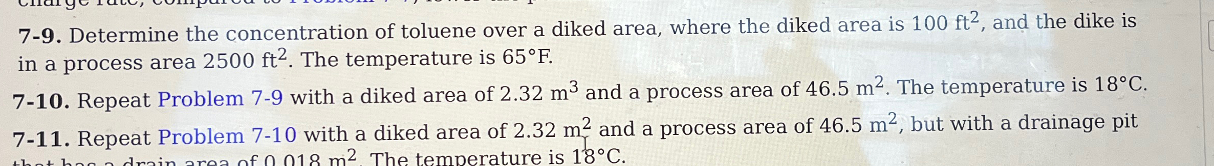 Solved 7-9. ﻿Determine the concentration of toluene over a | Chegg.com