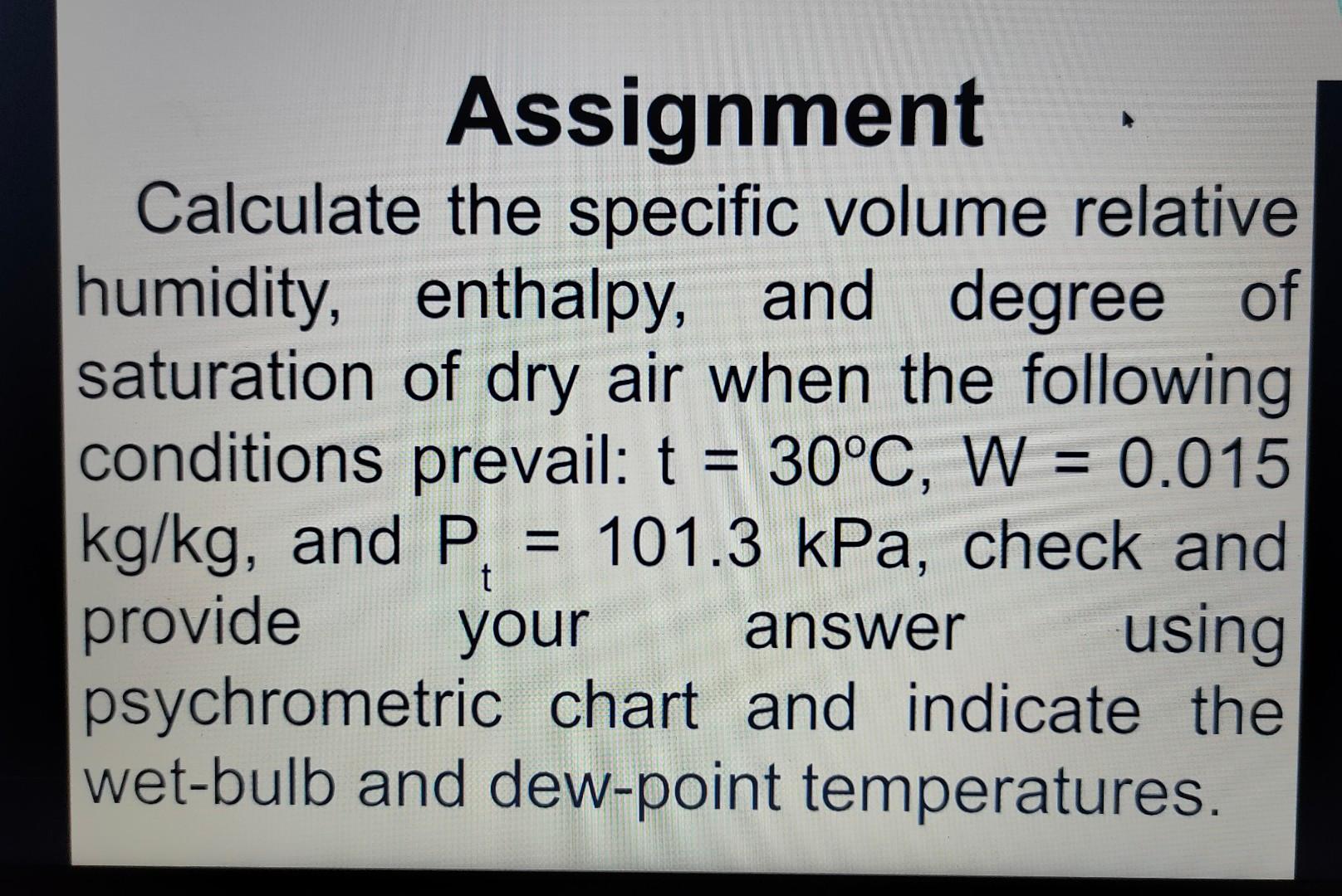 Solved Assignment Calculate the specific volume relative | Chegg.com