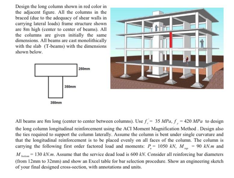 Solved Design the long column shown in red color in the | Chegg.com