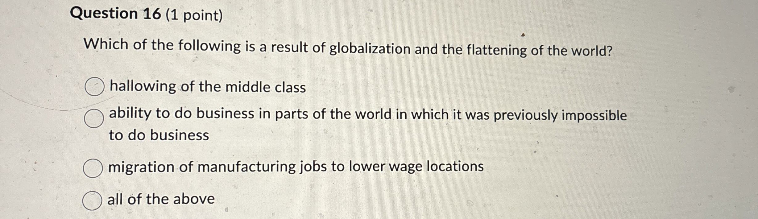 Solved Question 16 (1 ﻿point)Which of the following is a | Chegg.com