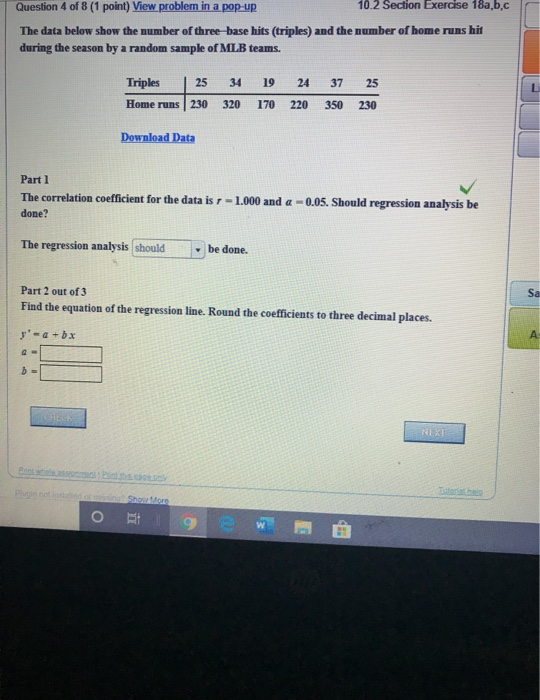 Solved Question 4 of 8 (1 point) View problem in a pop-up | Chegg.com