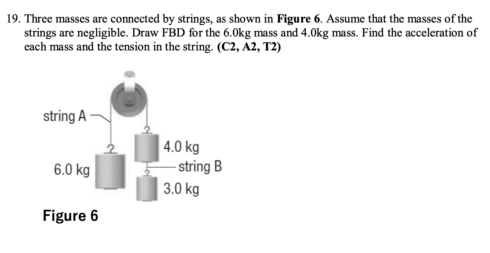 Solved Three masses are connected by strings, as shown in | Chegg.com