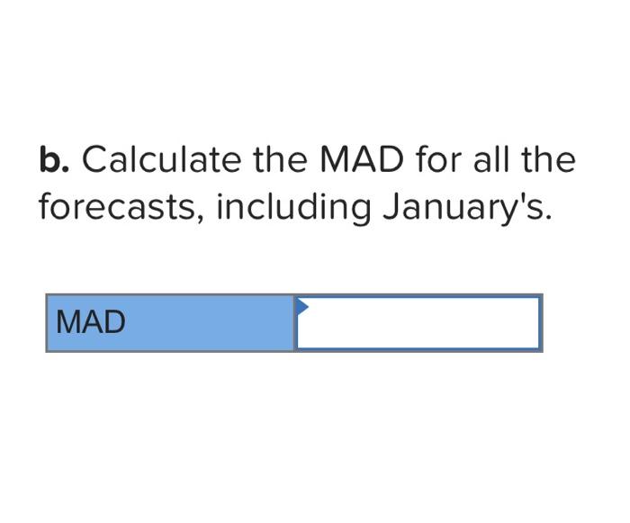 Solved b. Calculate the MAD for all the forecasts, including | Chegg.com