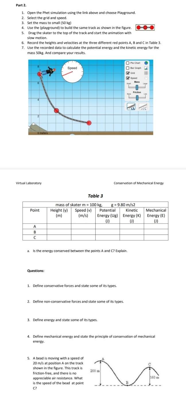 Solved Part 2. 1. Open the Phet simulation using the link | Chegg.com