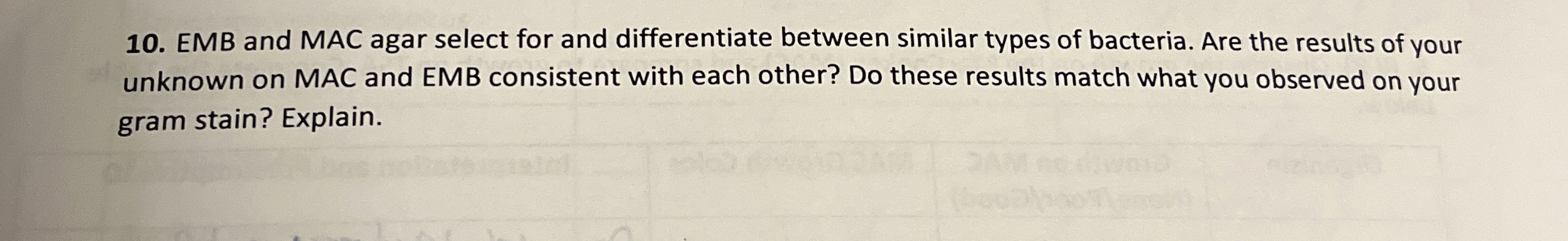 Solved EMB and MAC agar select for and differentiate between | Chegg.com