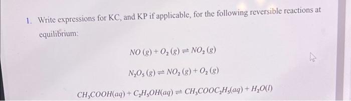 Solved Write expressions for KC, and KP if applicable, for | Chegg.com