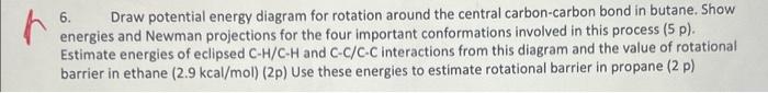 Solved 6. Draw potential energy diagram for rotation around | Chegg.com