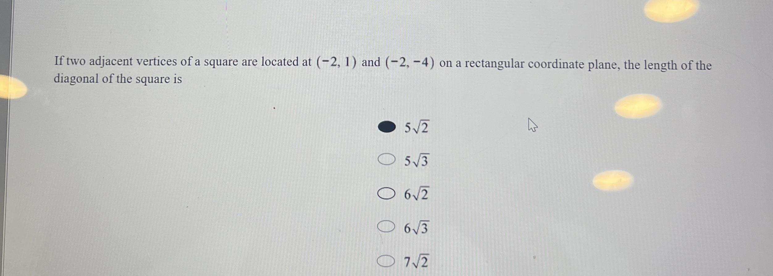 Solved If two adjacent vertices of a square are located at | Chegg.com