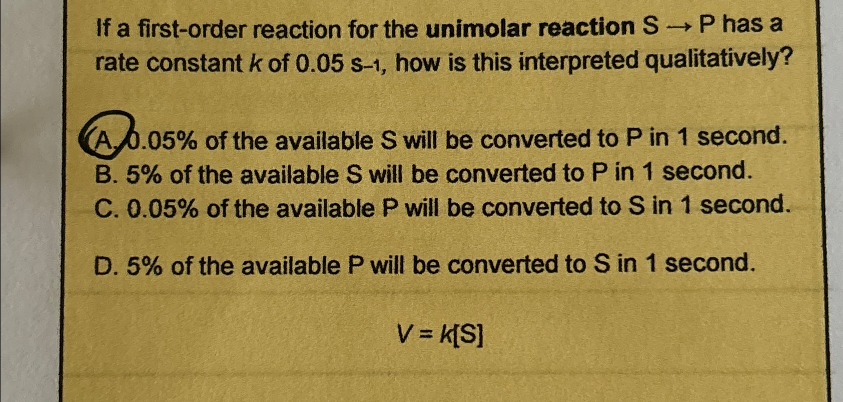 Solved If a first-order reaction for the unimolar reaction | Chegg.com