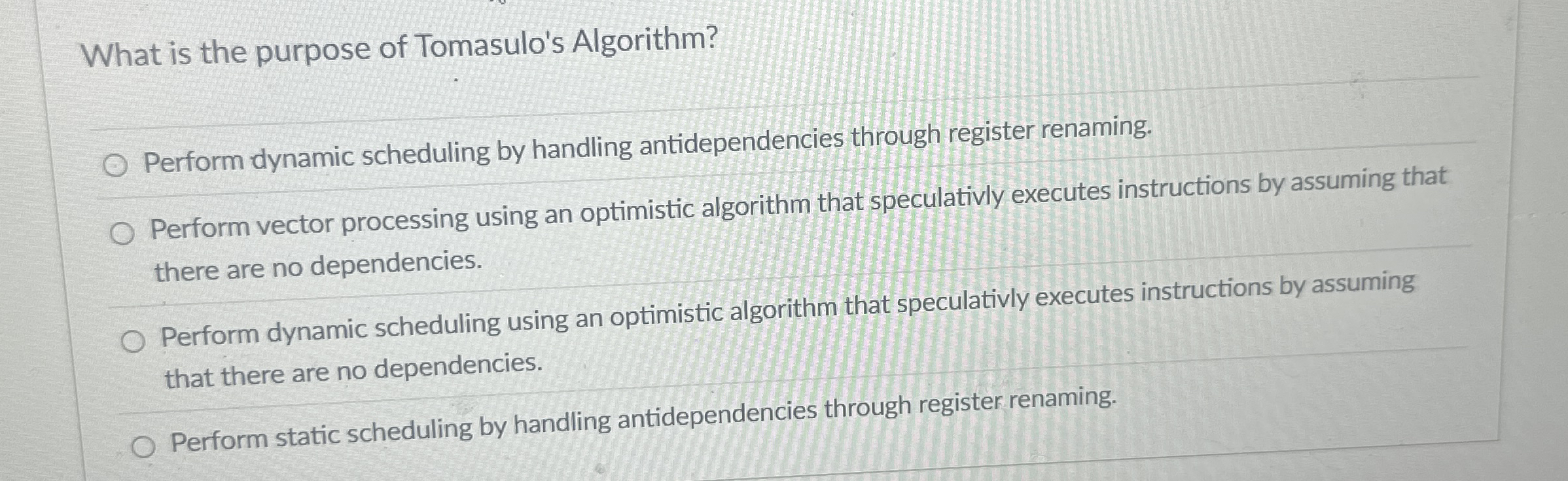 Solved What is the purpose of Tomasulo's Algorithm?Perform | Chegg.com