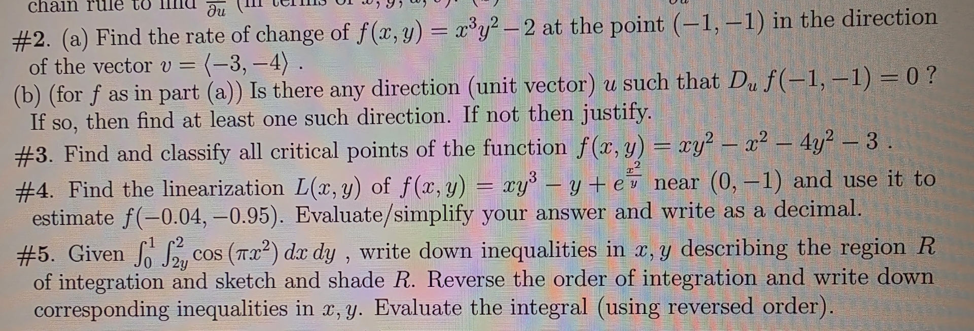 Solved #2. (a) ﻿Find the rate of change of f(x,y)=x3y2-2 ﻿at | Chegg.com