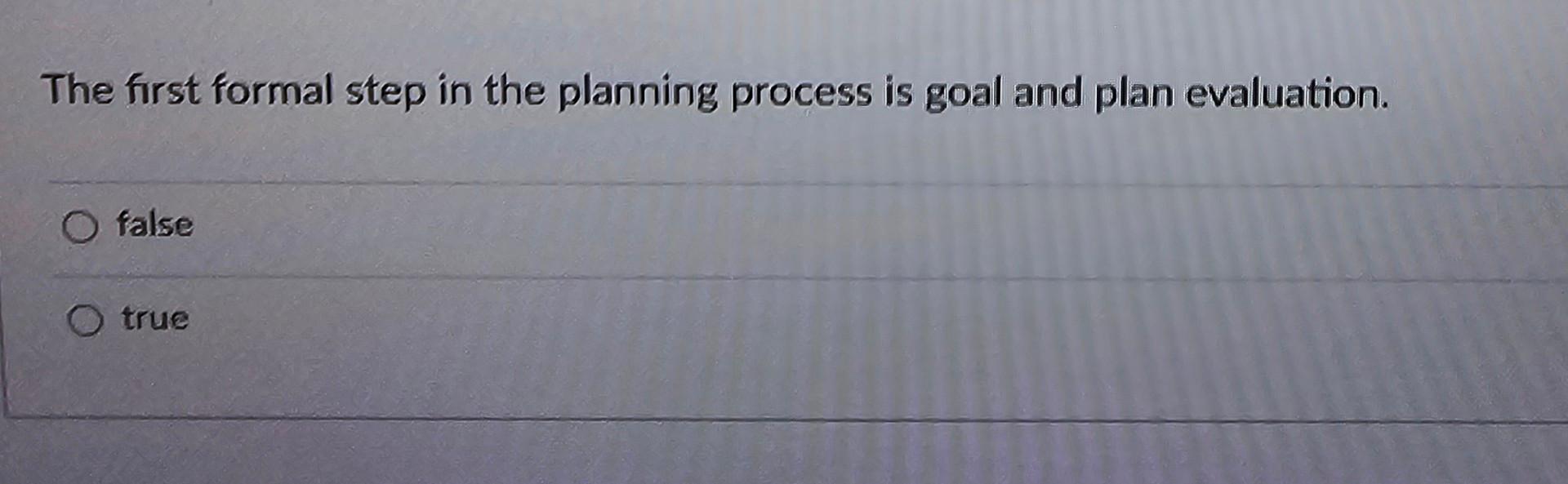 Solved The first formal step in the planning process is goal | Chegg.com