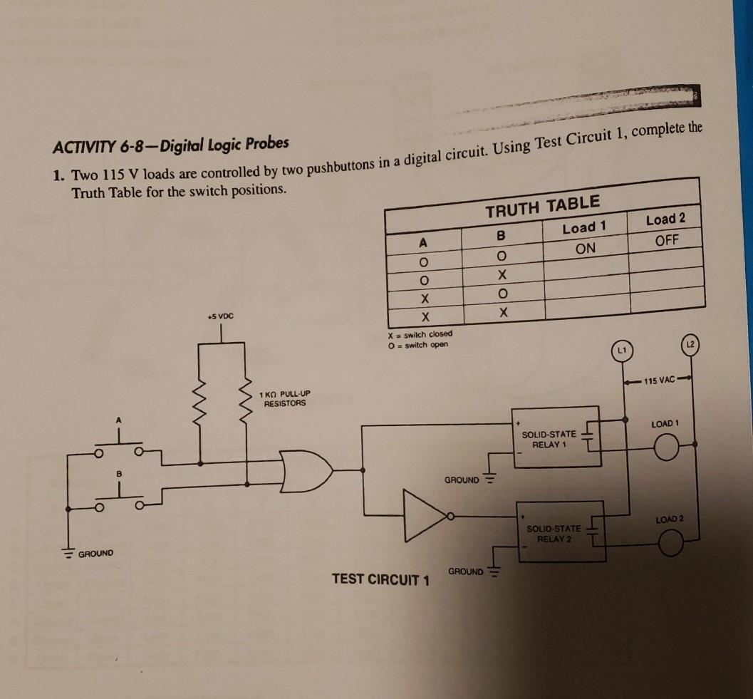 Solved ACTIVITY 6-8-Digital Logic Probes 1. Trwer 15 y loads | Chegg.com