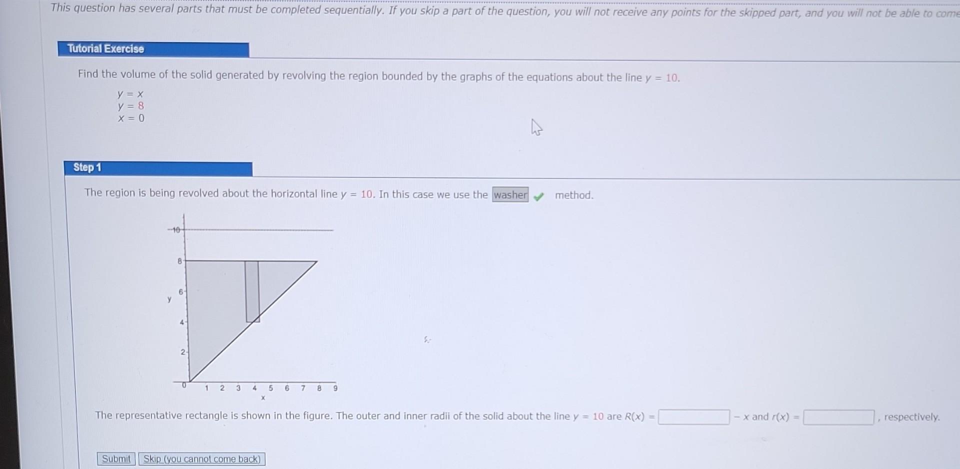 Solved Find the volume of the solid generated by revolving | Chegg.com