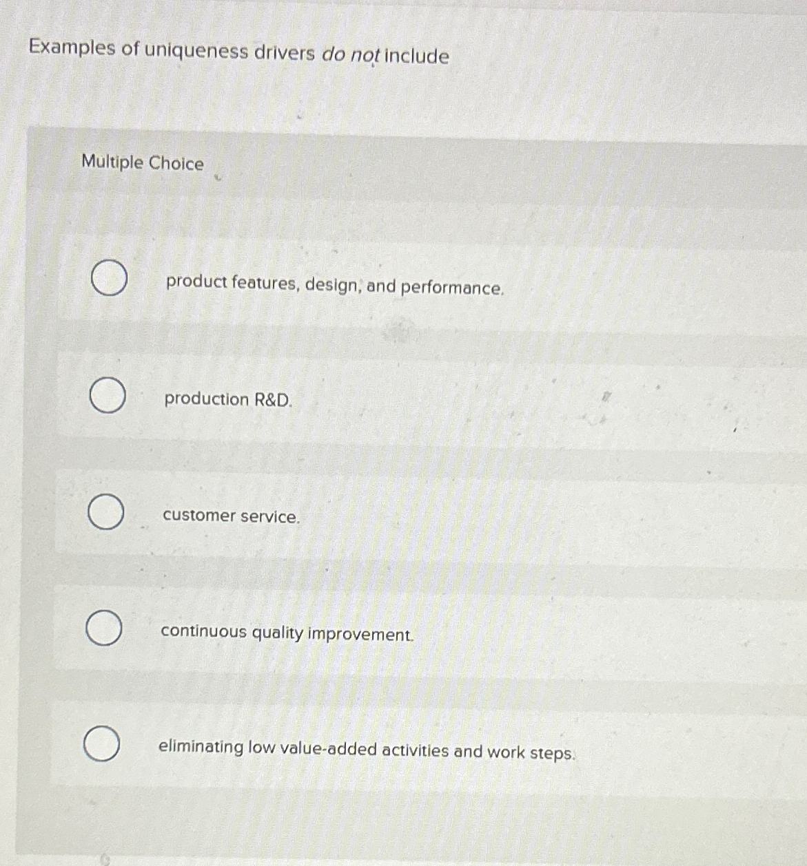 Solved Examples of uniqueness drivers do not includeMultiple | Chegg.com