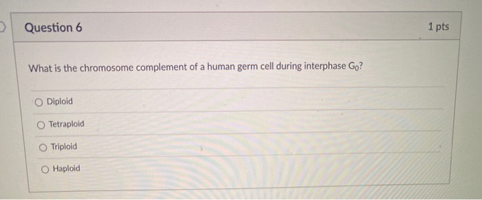 Solved Question 6 1 pts What is the chromosome complement of | Chegg.com