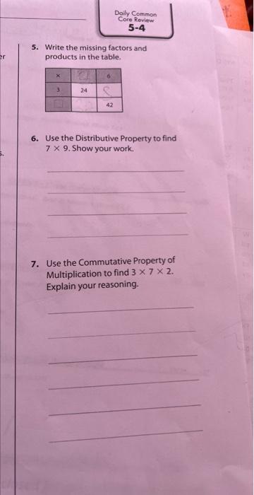 Solved 5. Write the missing factors and products in the | Chegg.com