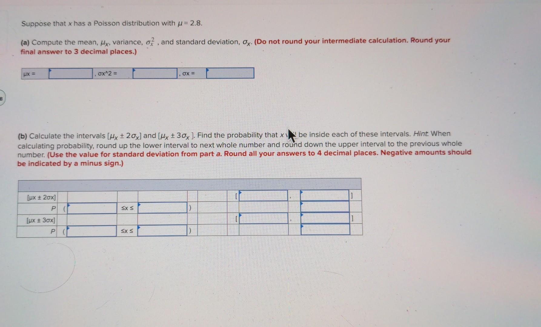 Solved Suppose that x has a Poisson distribution with μ=2.8. | Chegg.com