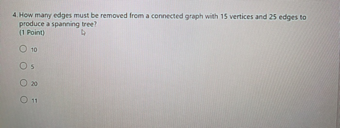 Solved 4. How many edges must be removed from a connected | Chegg.com