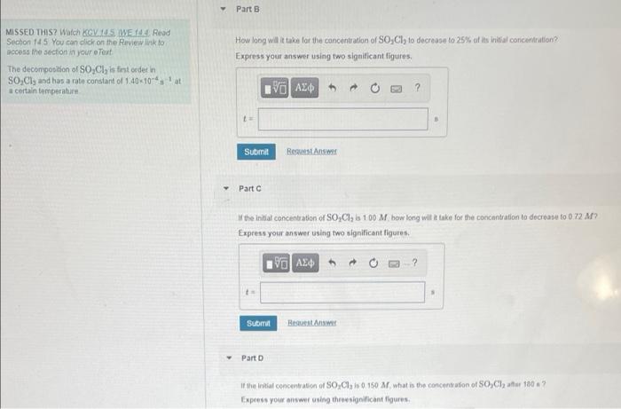Solved Part B MISSED THIS? Watch KGV. WE 14. Read Sechon 14 | Chegg.com