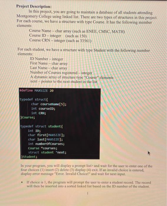 Solved Project Description: In this project, you are going | Chegg.com