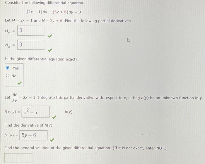 Solved Consider the following differential equation. (2x - | Chegg.com