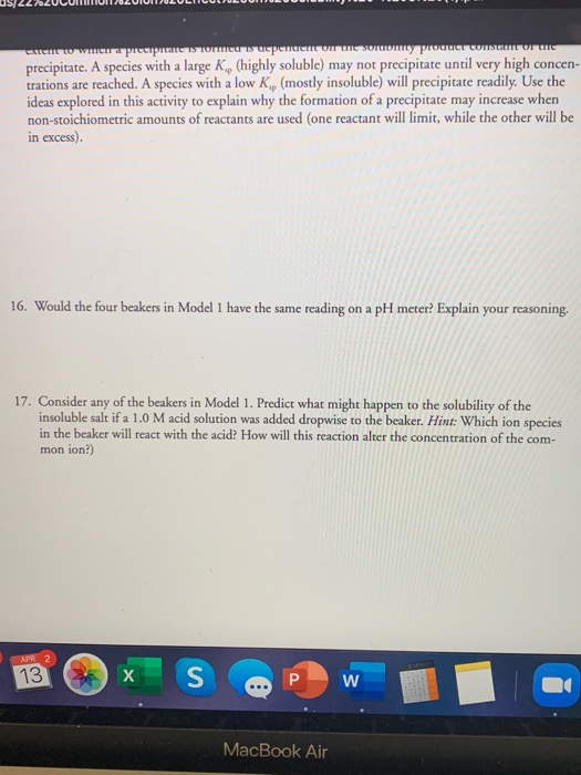 POGIL Common Ion Effect on Solubility Extension | Chegg.com