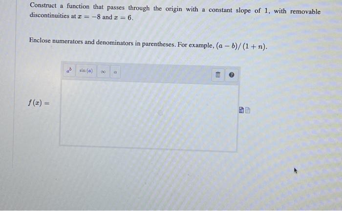 Solved Construct a function that passes through the origin | Chegg.com