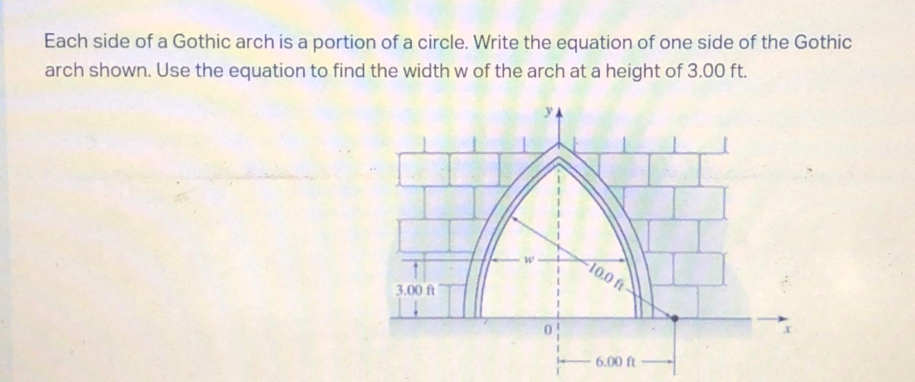 Solved Each side of a Gothic arch is a portion of a circle. | Chegg.com