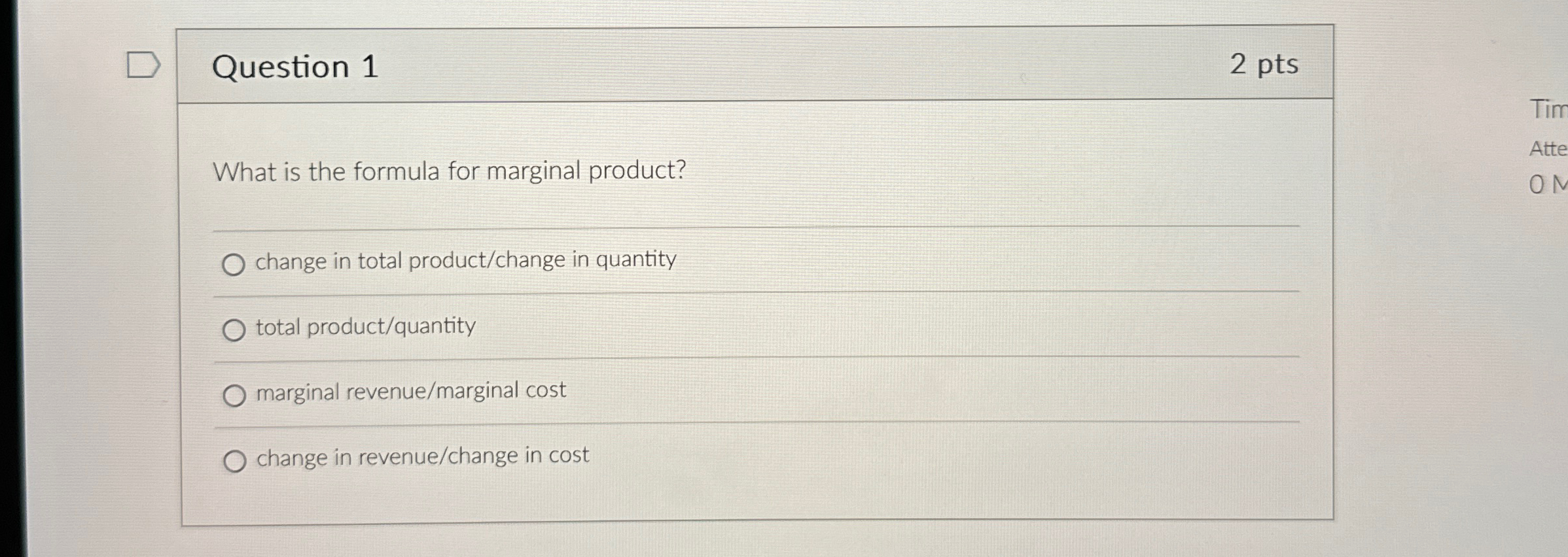 Solved Question 12 ﻿ptsWhat is the formula for marginal | Chegg.com