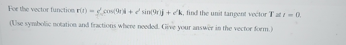 Solved For the vector function | Chegg.com