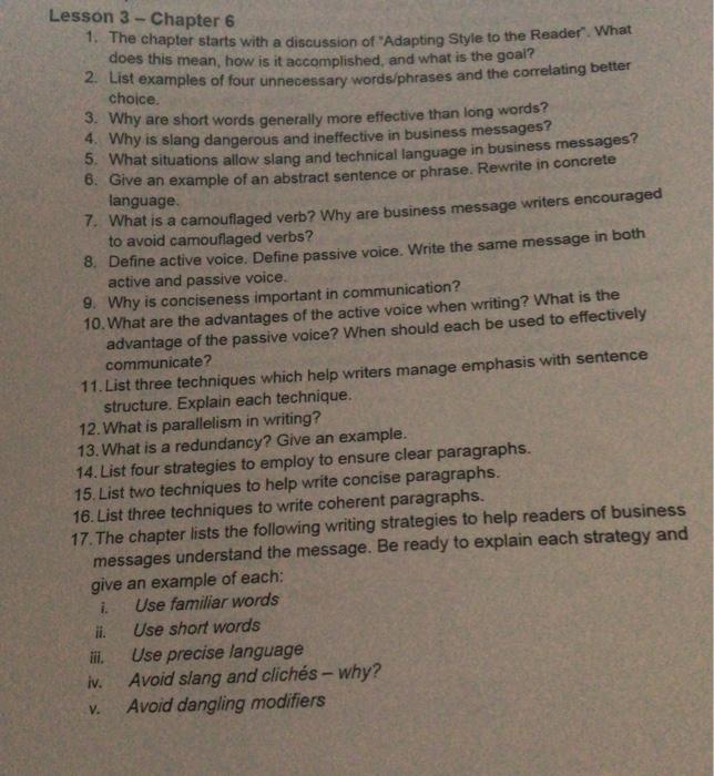 Solved Lesson 3-Chapter 6 1. The chapter starts with a | Chegg.com