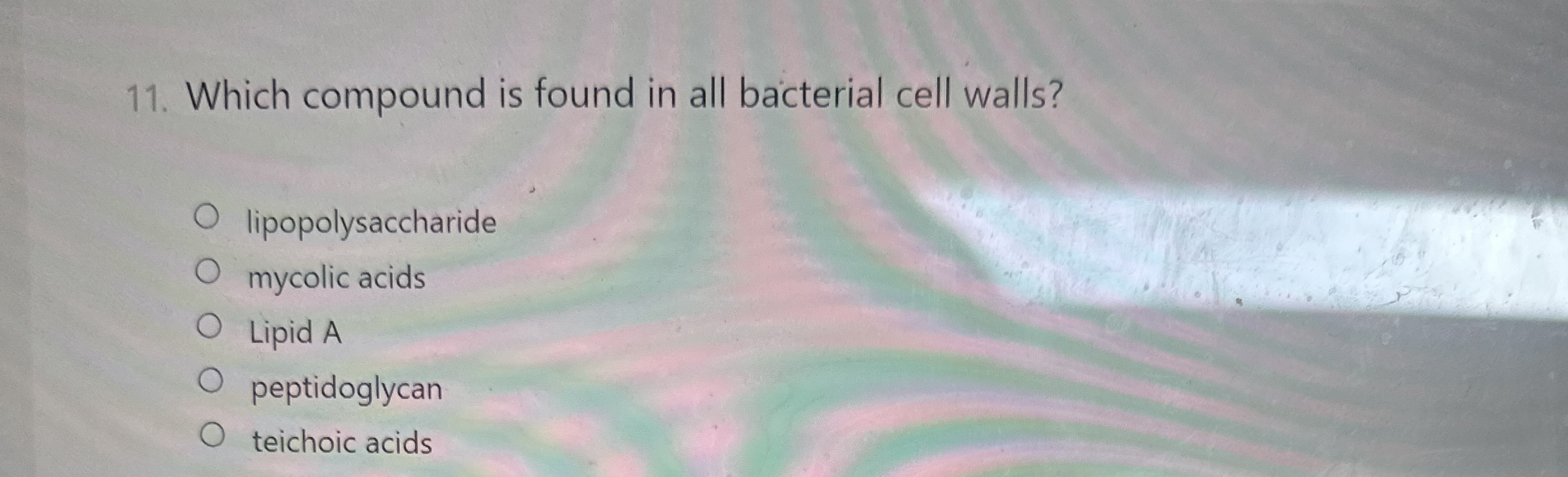 Solved Which compound is found in all bacterial cell | Chegg.com