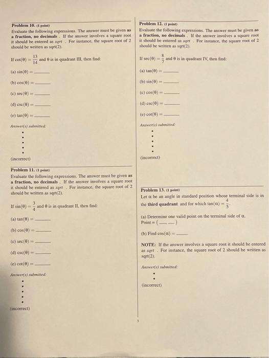 Solved Problem 10. paint Evaluate the following expressions. | Chegg.com
