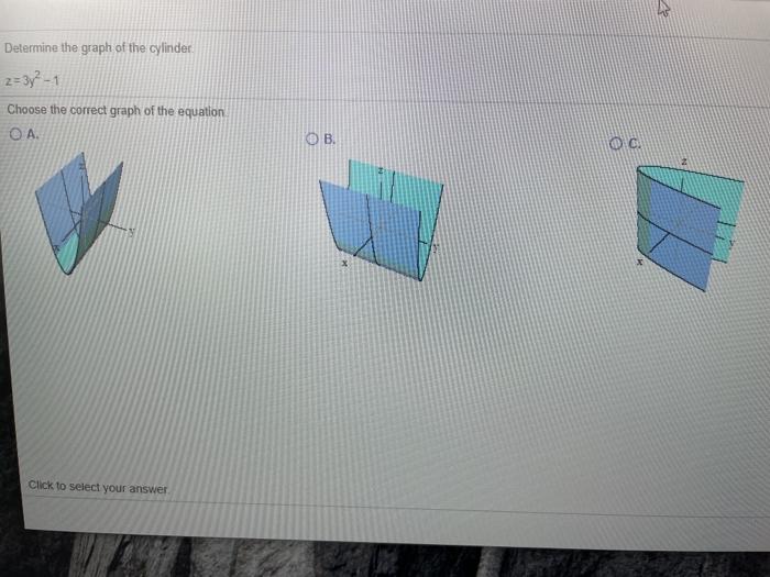 Solved Determine the graph of the cylinder 2 = 37² - 1 | Chegg.com