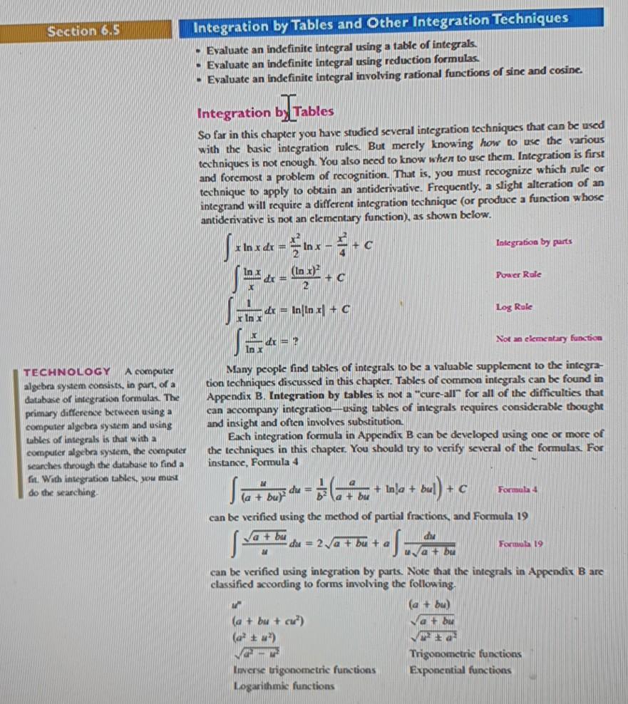 Section 6.5 Integration by Tables and Other | Chegg.com