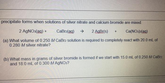 Solved precipitate forms when solutions of silver nitrate | Chegg.com