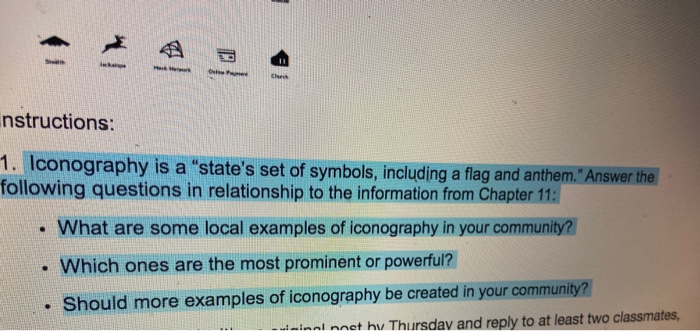 Instructions: 1. Iconography is a "state's set of | Chegg.com