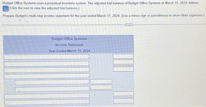Solved Budget Office Systems uses a perpetual inventory | Chegg.com