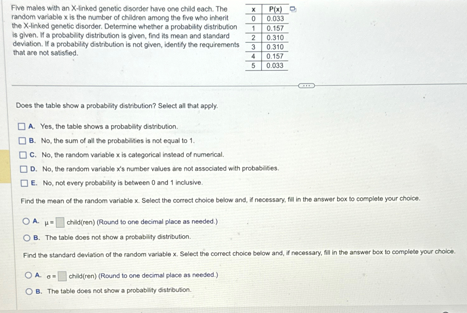 Solved Five males with an X-linked genetic disorder have one | Chegg.com