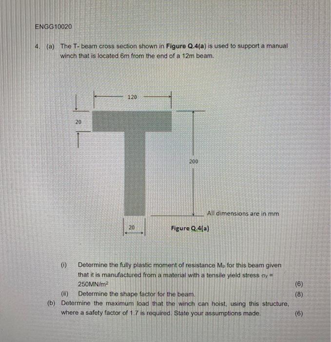 Solved 4. (a) The T-beam cross section shown in Figure | Chegg.com