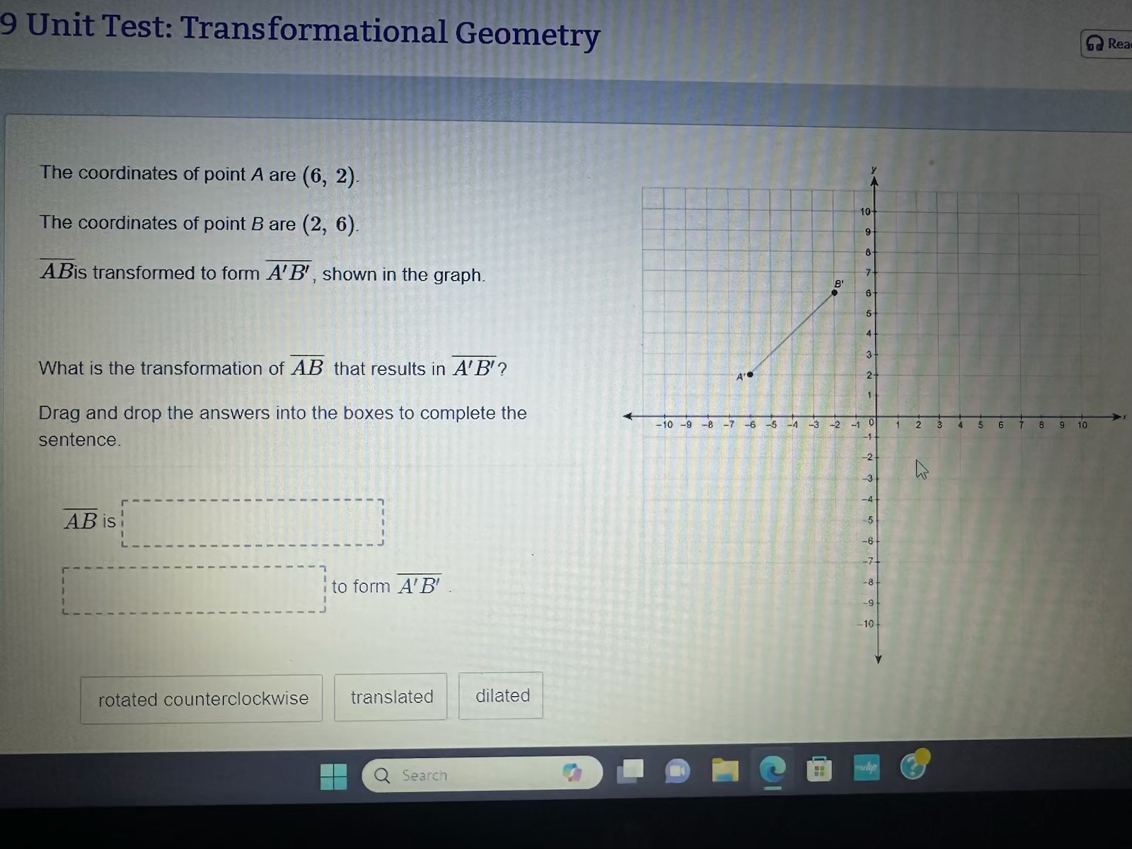 Solved 9 ﻿Unit Test: Transformational GeometryThe | Chegg.com