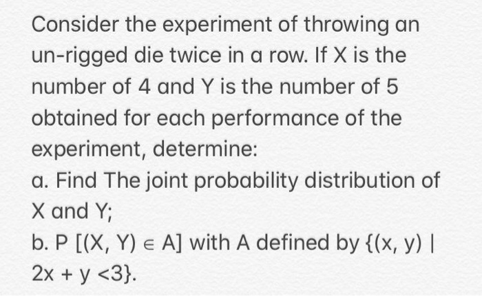 Solved Consider the experiment of throwing an un-rigged die | Chegg.com