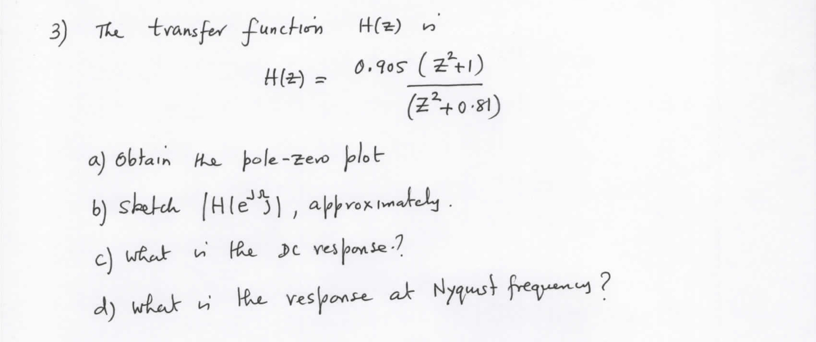 Solved The transfer function H(z) | Chegg.com