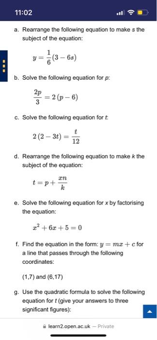 Solved a. Rearrange the following equation to make s the | Chegg.com